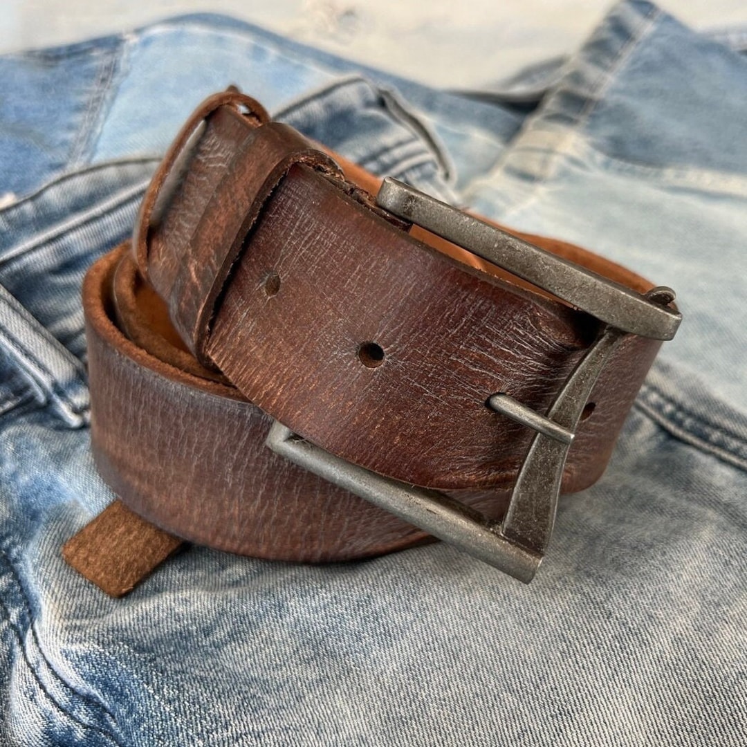 Genuine Vintage Leather Belt Man Woman Waist Handmade Classic Retro ...