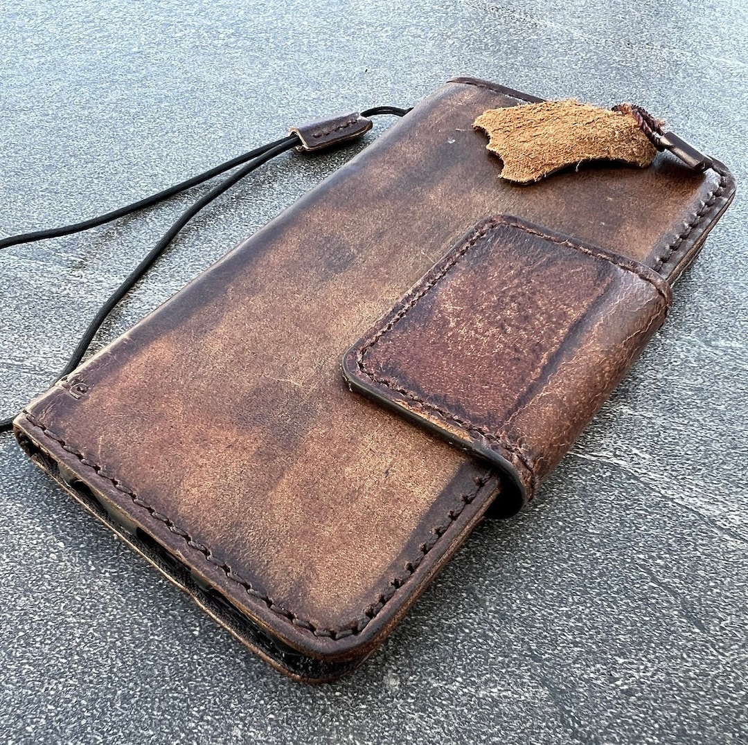 Handmade Leather Wallet Case for Galaxy : Magnetic Closure - Etsy