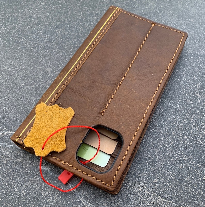 Handmade Leather iPhone Wallet Case: Book Style Coverchristmas Gift - Etsy