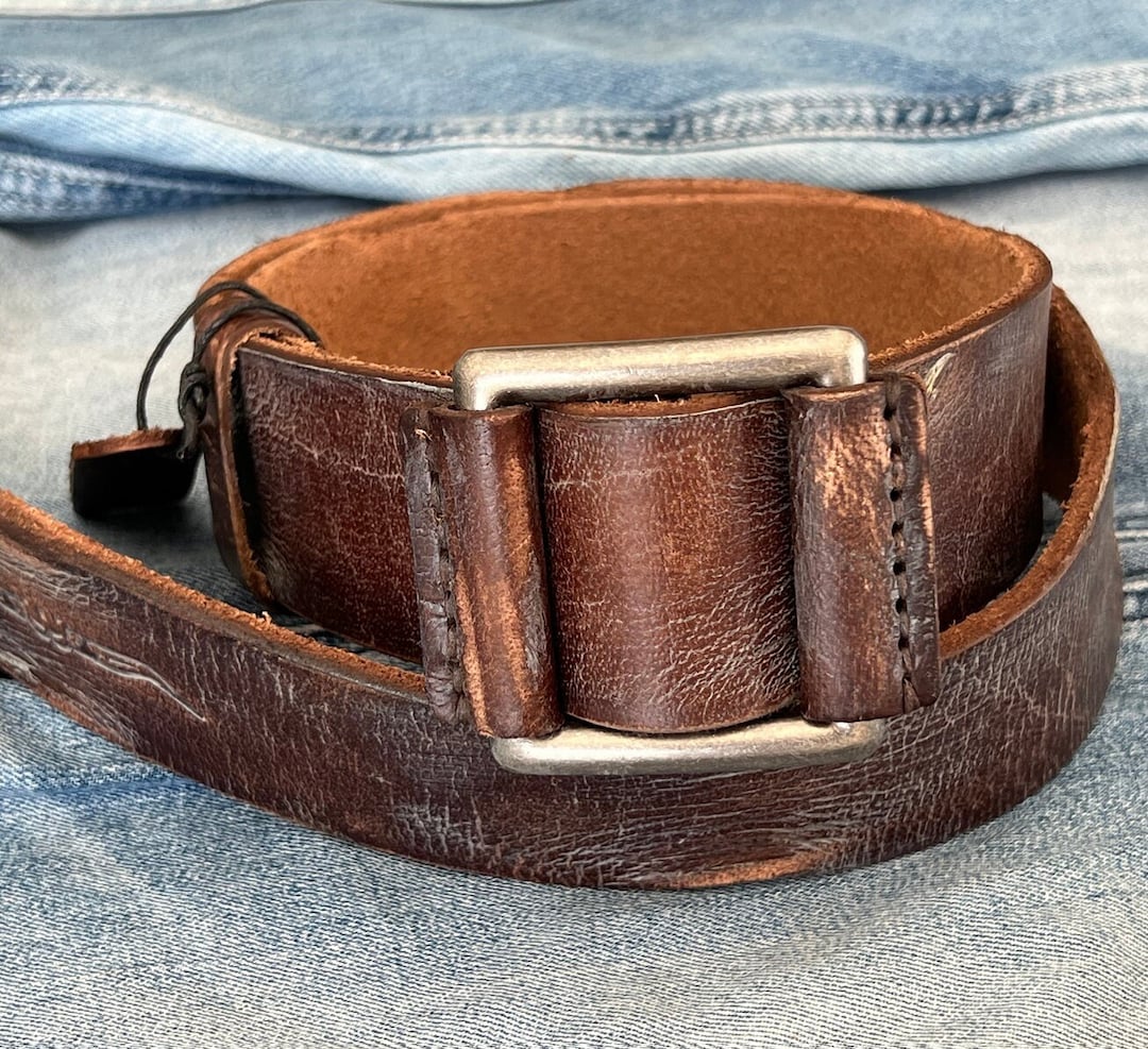 Genuine Vintage Wash Leather Belt Man Woman Waist Handmade Classic ...
