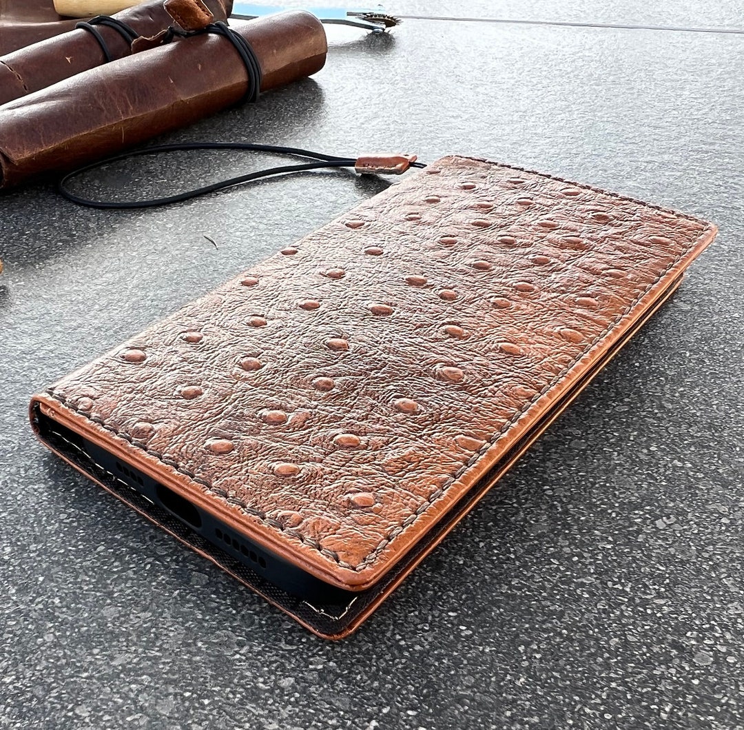 Genuine Tan Leather Case Dark for Apple iPhone 11 12 13 14 15 Pro Max 6 ...