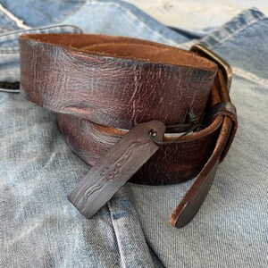 Genuine Vintage Wash Leather Belt Man Woman Waist Handmade Classic Dark ...