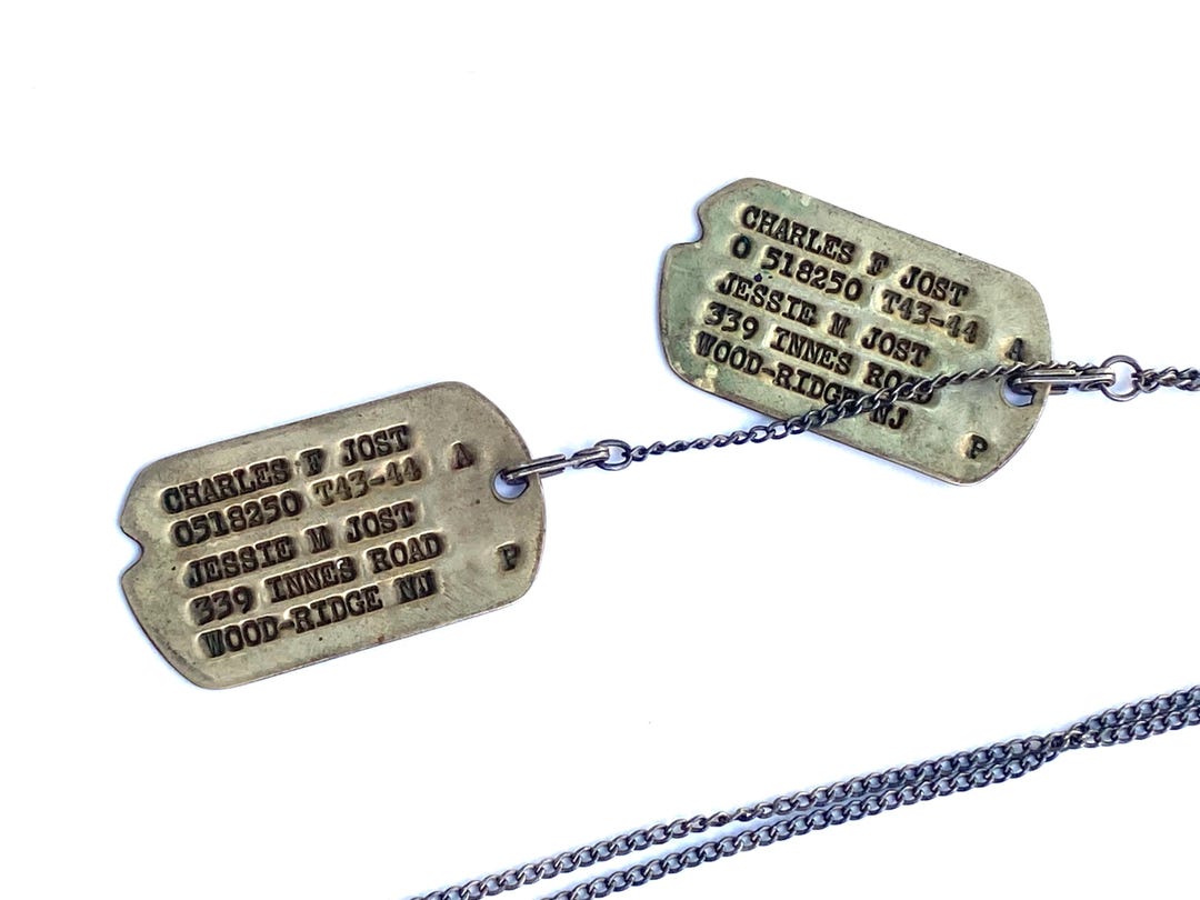 WW2 WWII US Military Officer Dog Tags. Notched, Next of Kin, T43 New ...