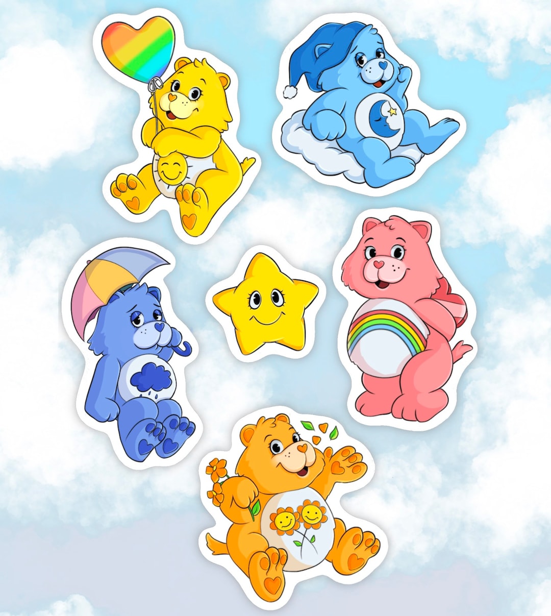 Care Bears Hand Cut Sticker Pack - Etsy