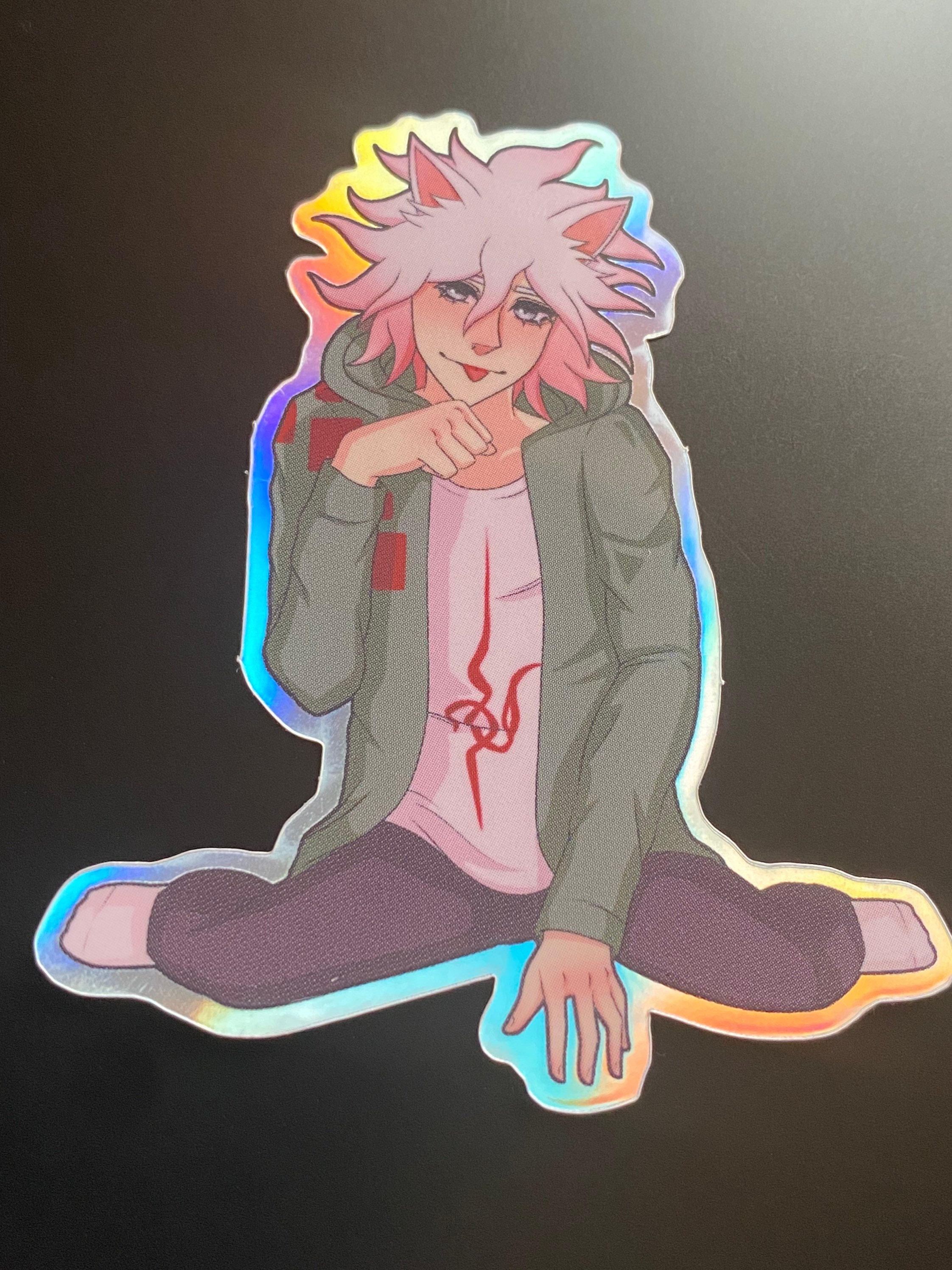 Nagito Komaeda Holographic Catboy Sticker | Etsy