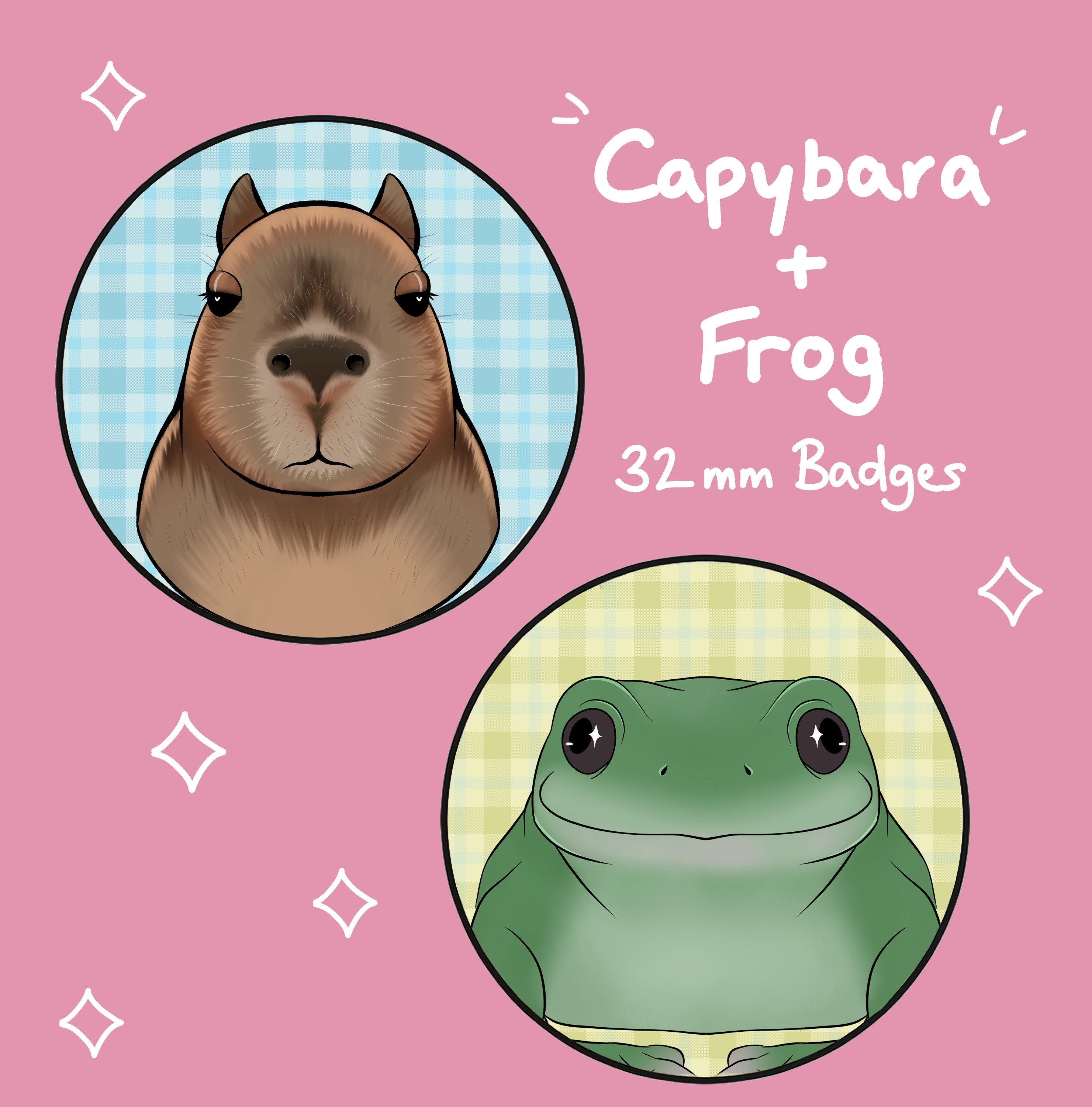 Capybara & Frog 32mm Badges - Etsy