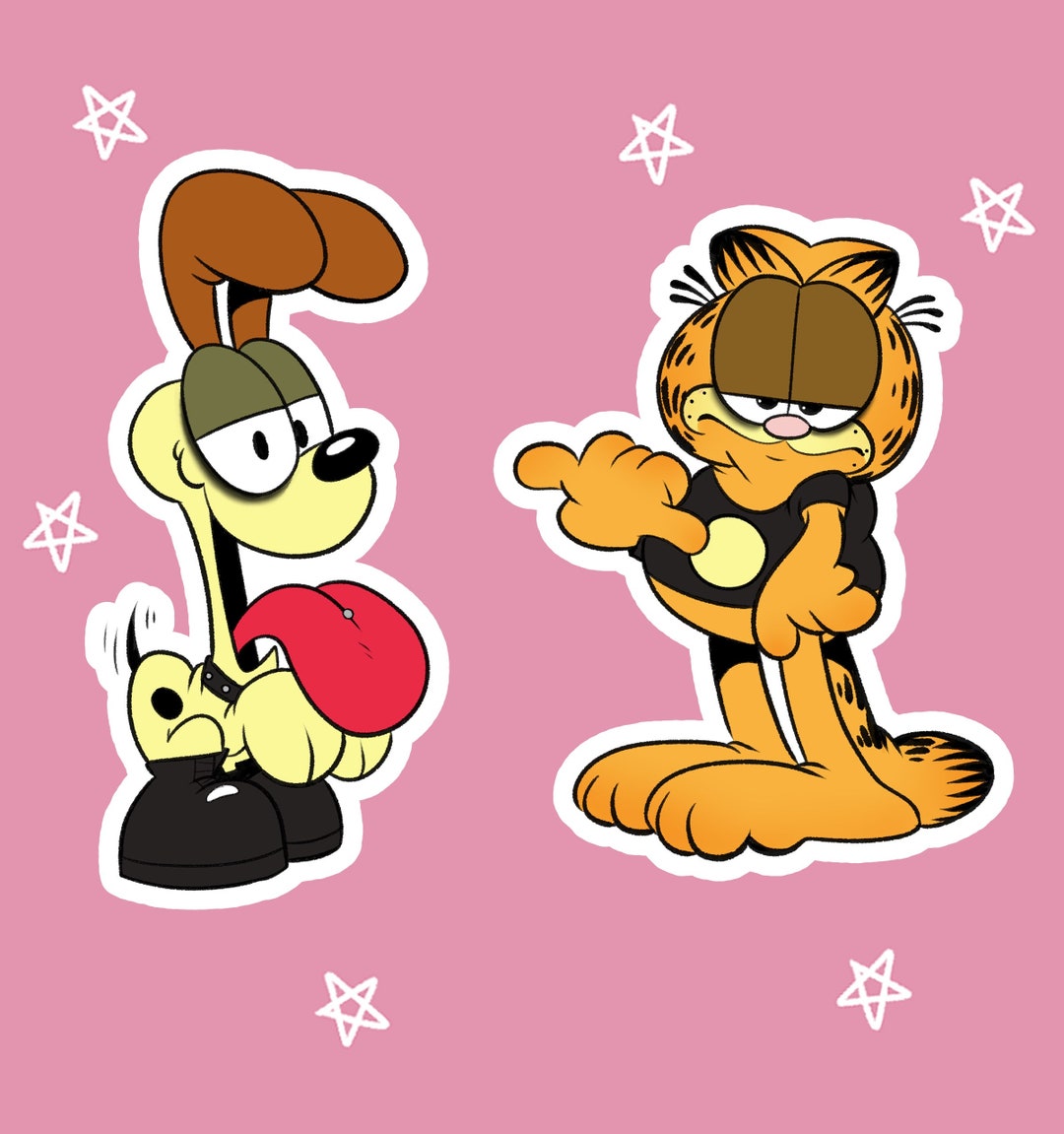 Garfield And Odie Gothfield And Emodie Stickers Pack Of 2 Etsy
