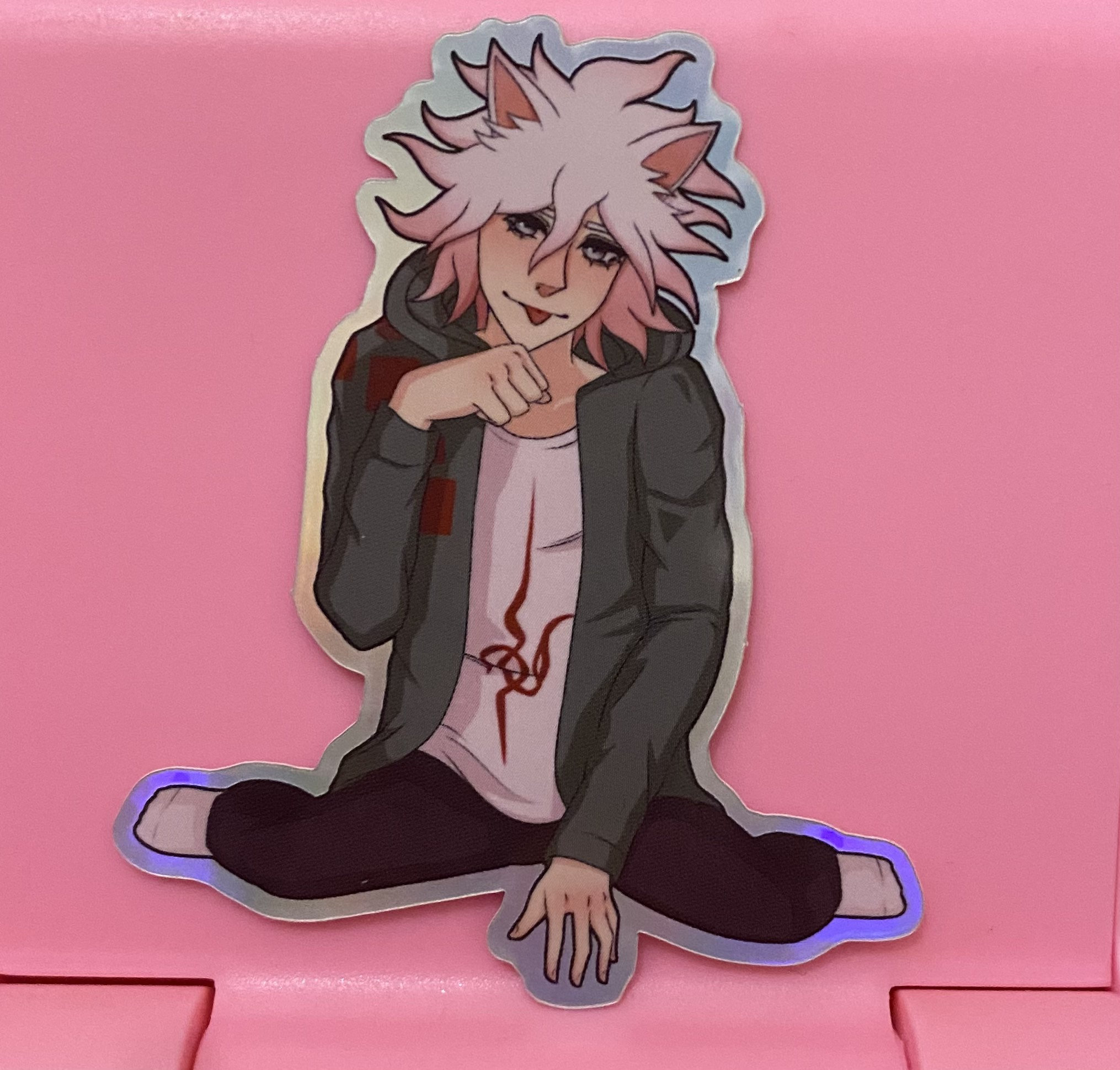 Nagito Komaeda Holographic Catboy Sticker | Etsy