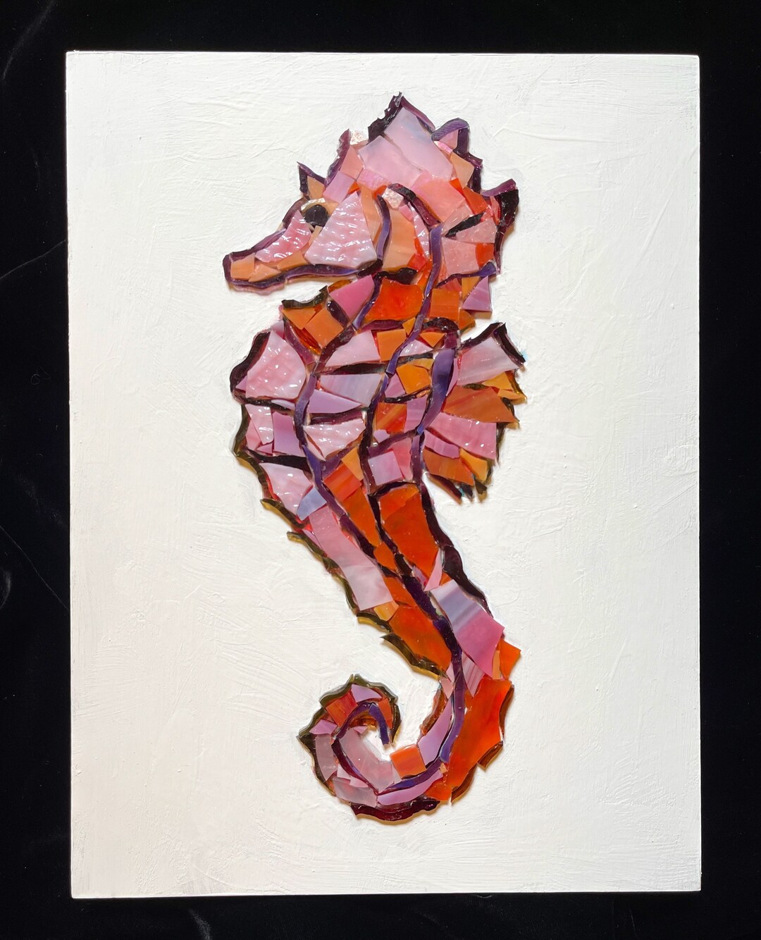 Stained Cut Glass Seahorse Mosaic Wall Art; Beach House Seahorse Mosaic ...