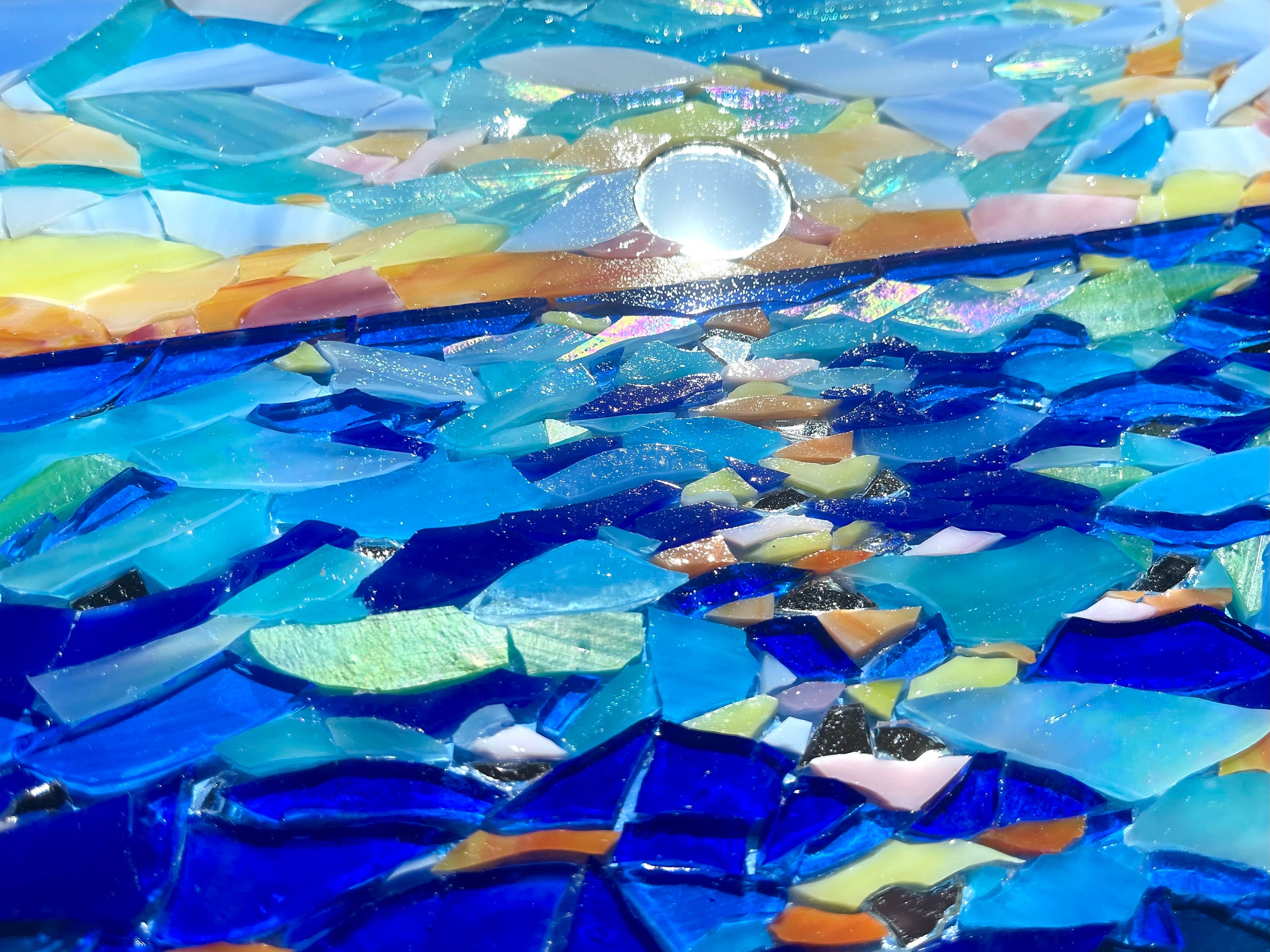 Ocean Sunset Mosaic Beach Mosaic Wall Art Stained Glass Mosaic Wall Hanging Beach House Decor