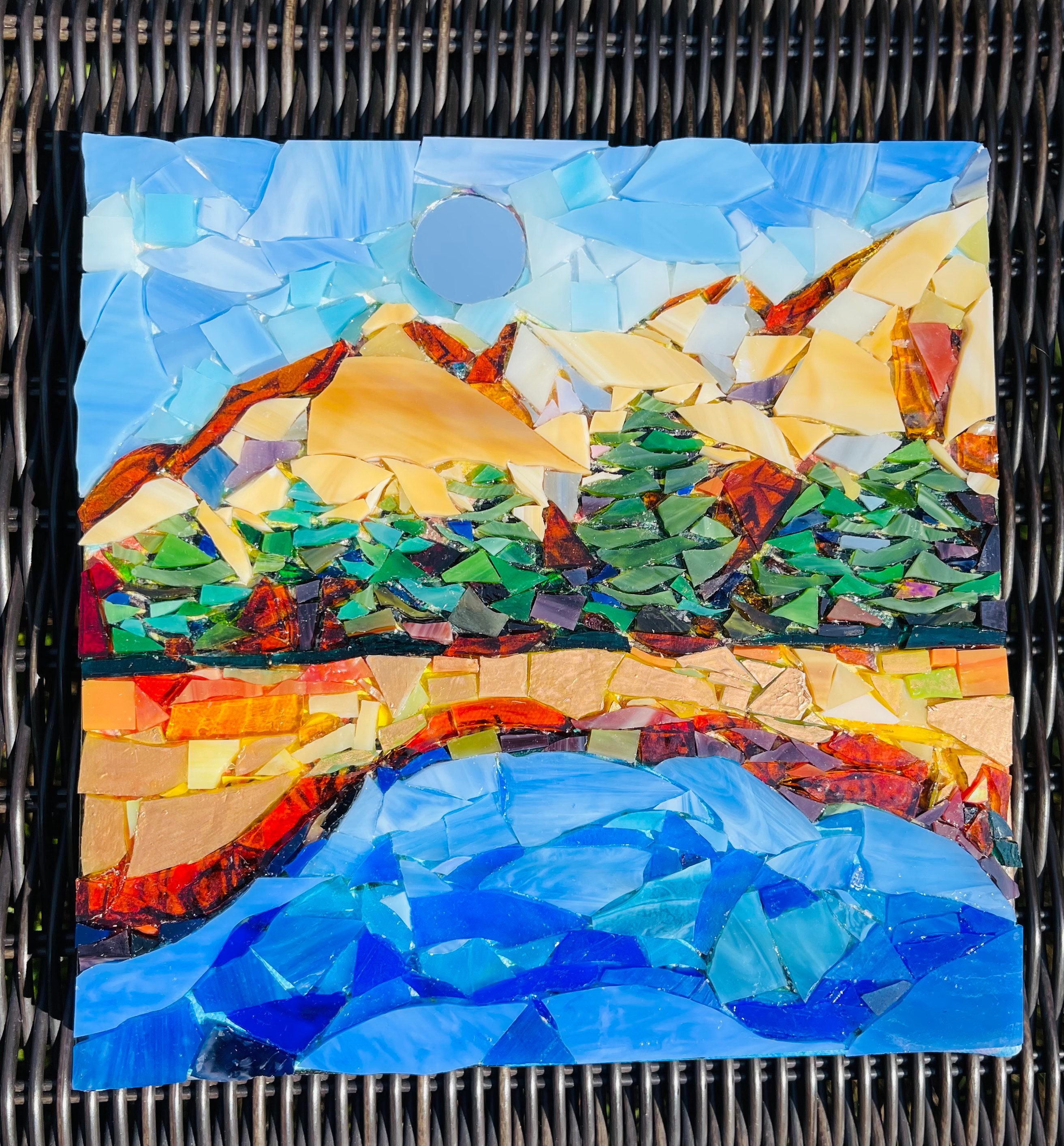 Mountain Mosaic Wall Art Mountain Mosaic Stained Glass Mosaic Art Lake ...