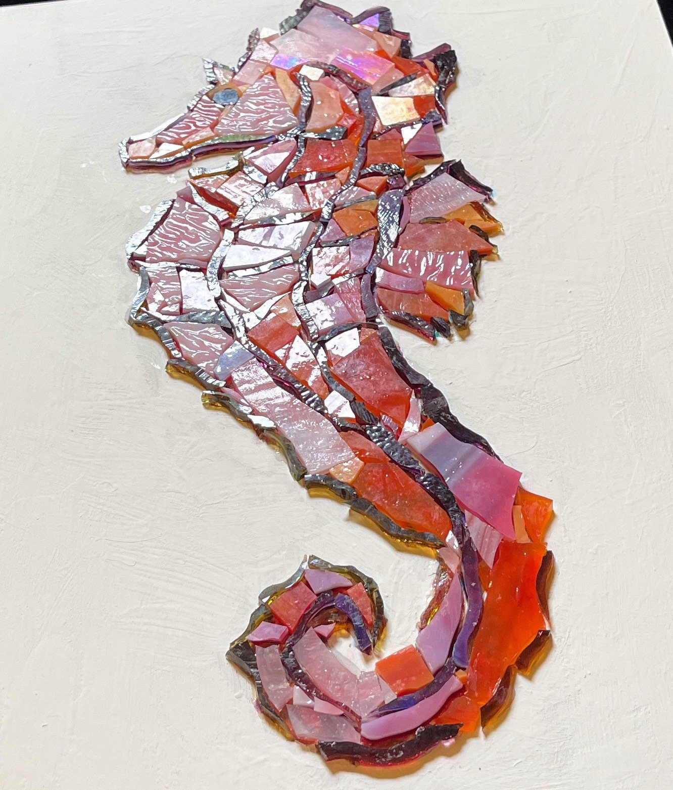 Stained Cut Glass Seahorse Mosaic Wall Art; Beach House Seahorse Mosaic ...