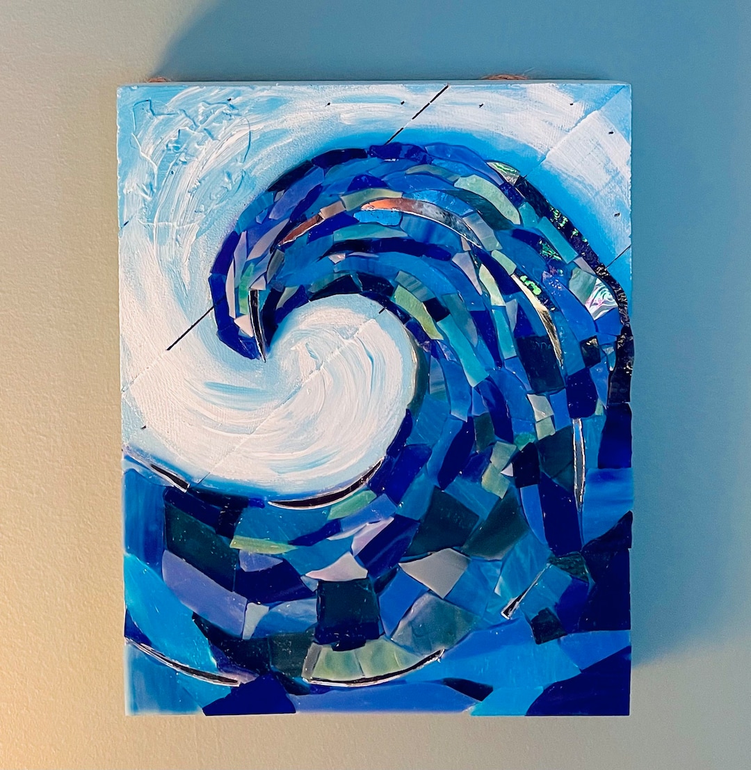 Wave Mosaic Wall Art- Beach House Wall Art- Ocean Mosaic- Ocean Wave ...