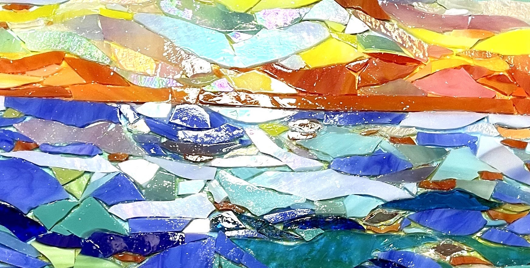 Ocean Sunset Mosaic Beach Mosaic Wall Art Stained Glass Mosaic Wall Hanging Beach House Decor