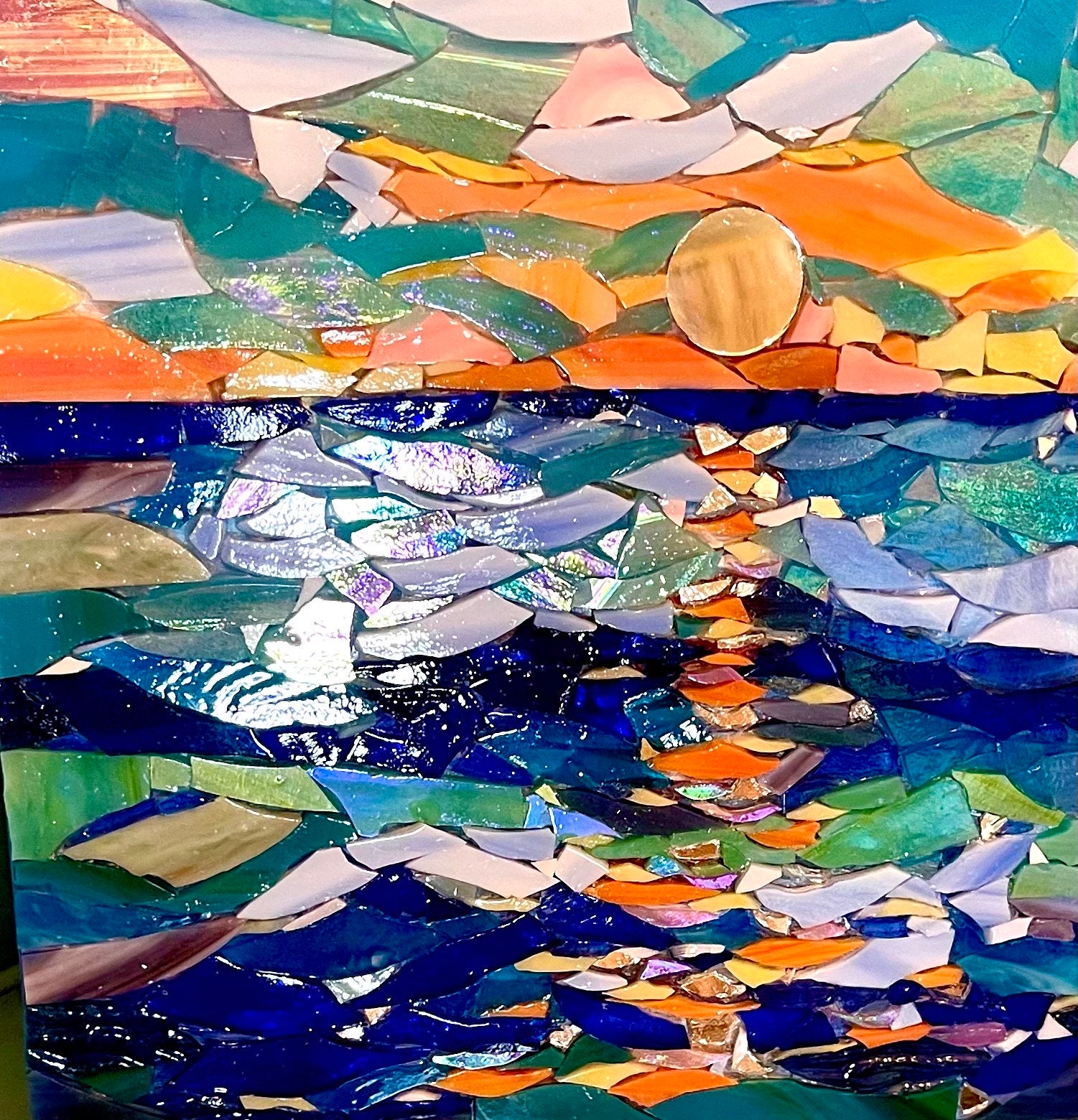 Ocean Sunset Mosaic Beach Mosaic Wall Art Stained Glass Mosaic Wall ...