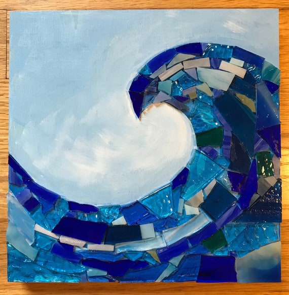 Wave Mosaic Wall Art Beach House Wall Art Ocean Mosaic - Etsy