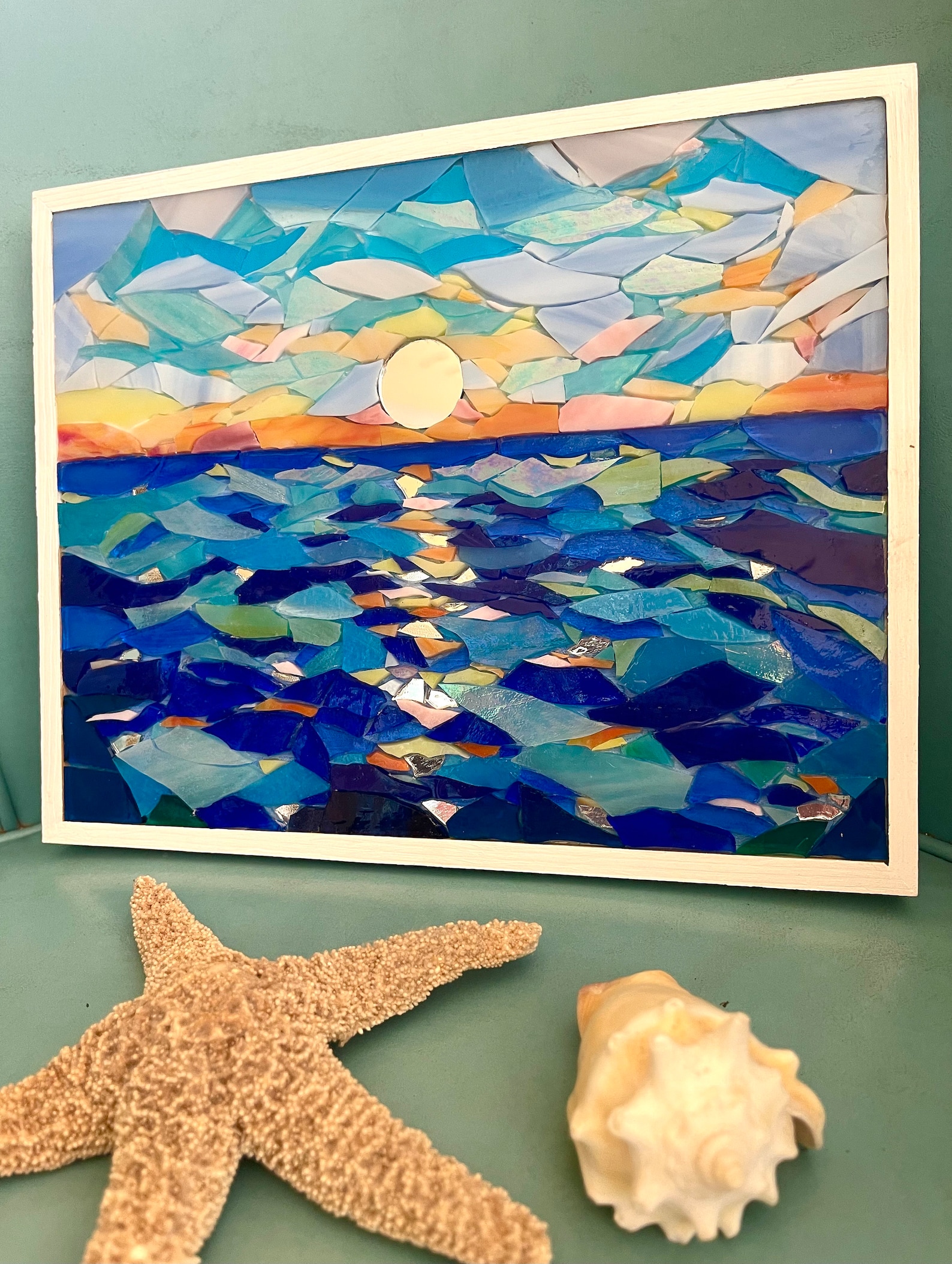 Ocean Sunset Mosaic Beach Mosaic Wall Art Stained Glass - Etsy