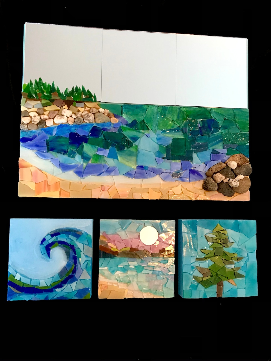 Sunset Mosaic Original One of a Kind Glass Tile Wall Art - Etsy