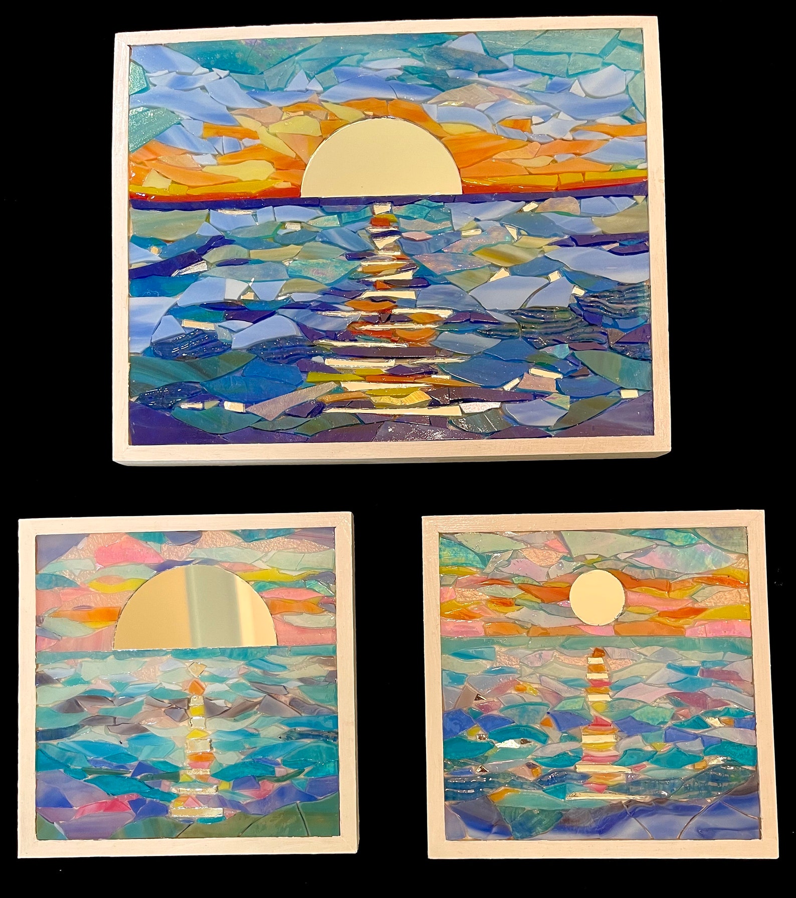 Ocean Sunset Mosaic Stained Glass Mosaic Wall Hanging Beach House Decor ...