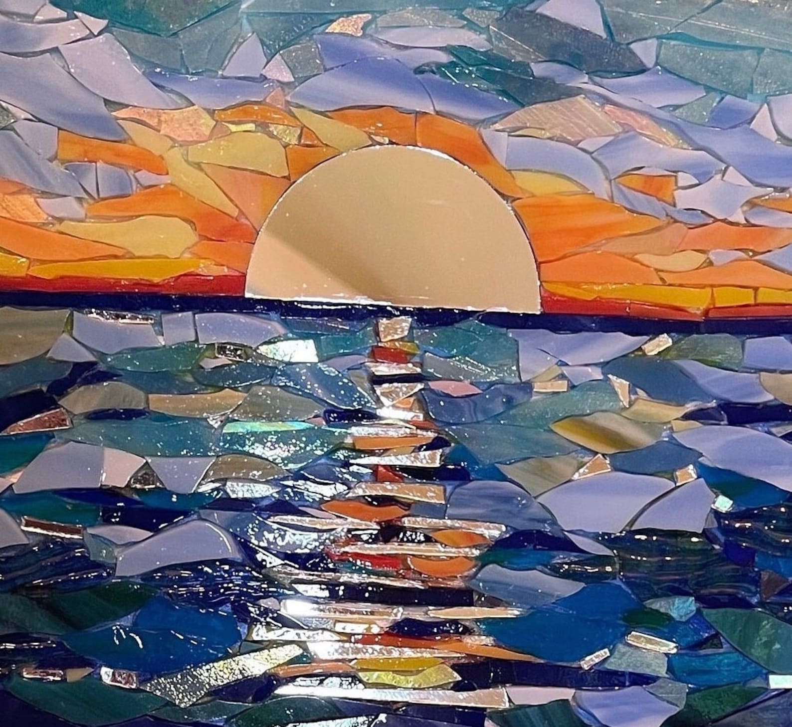 Ocean Sunset Mosaic Beach Mosaic Wall Art Stained Glass Mosaic Wall ...