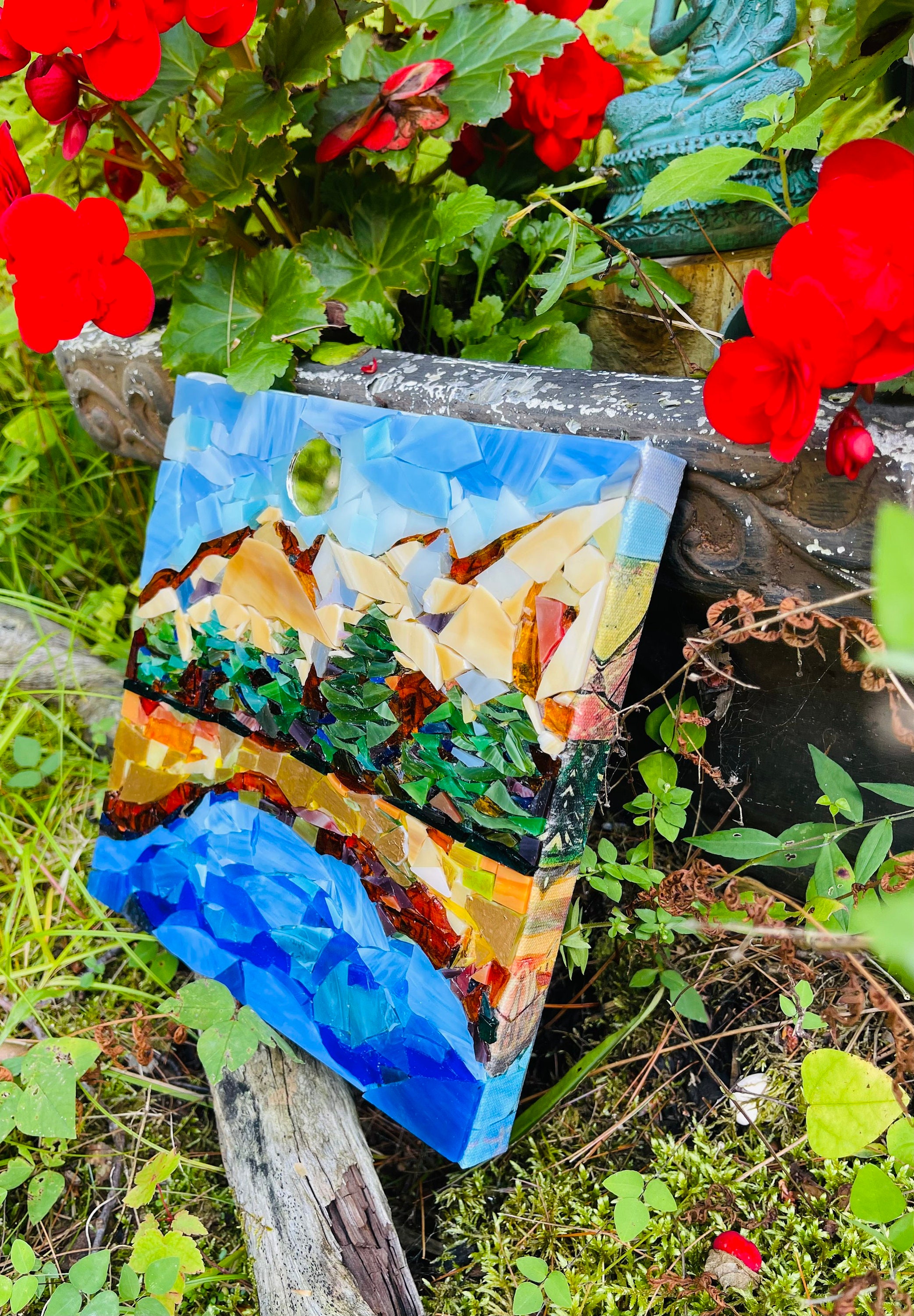 Mountain Mosaic Wall Art Mountain Mosaic Stained Glass Mosaic Art Lake ...