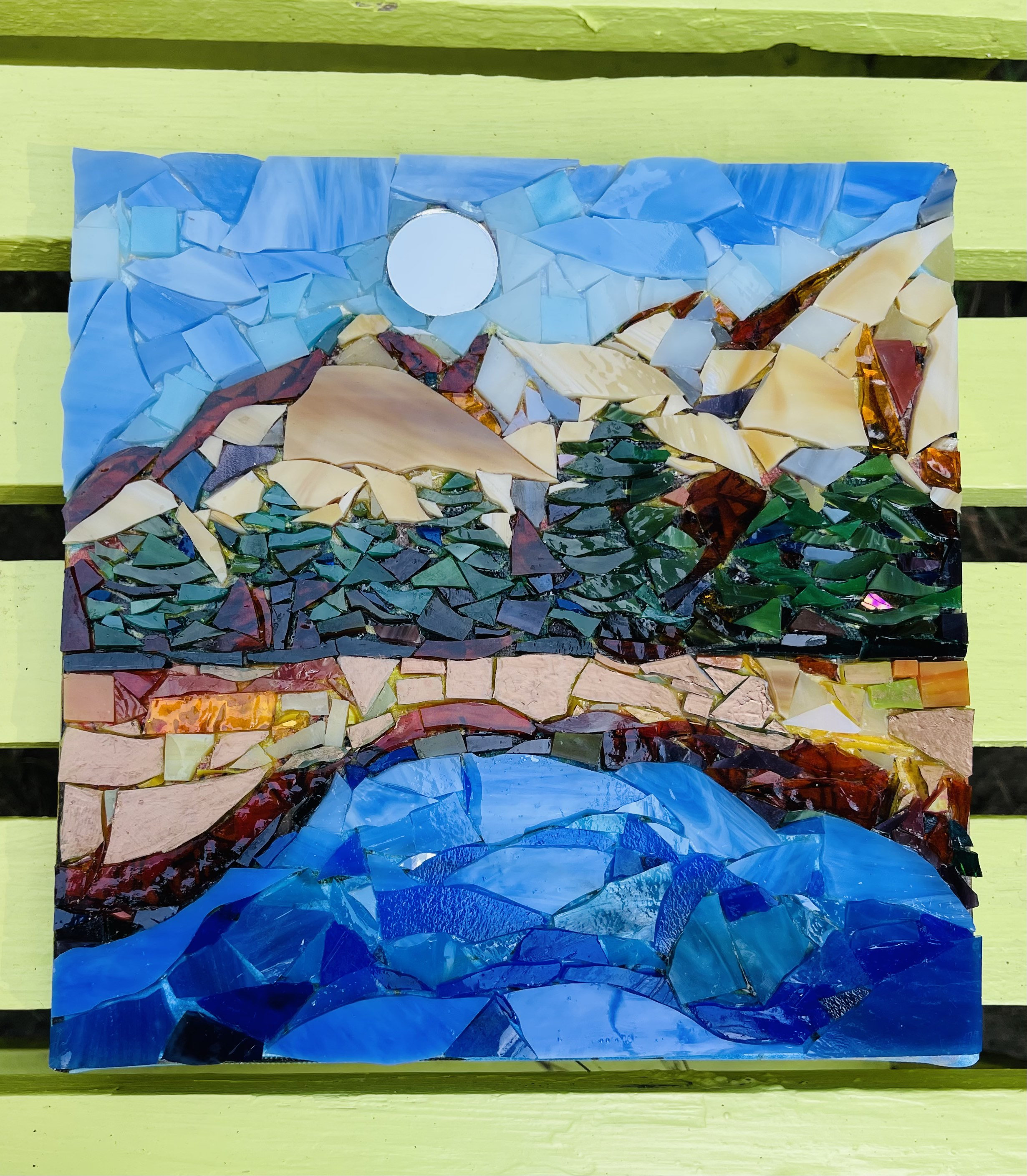 Mountain Mosaic Wall Art Mountain Mosaic Stained Glass Mosaic Art Lake ...