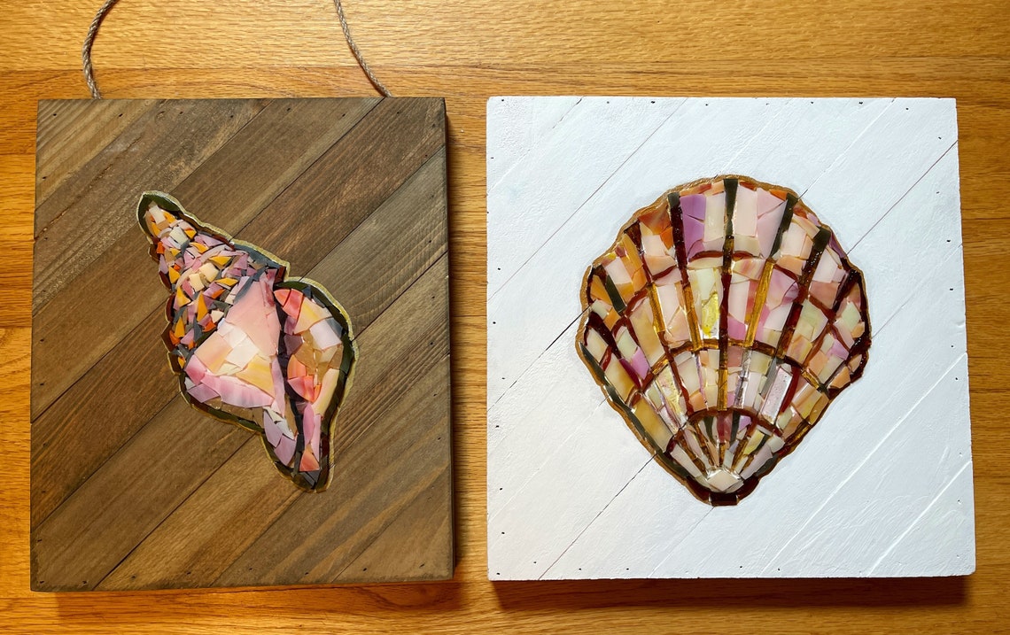Seashell Mosaic Wall Art Custom Beach Wall Hanging Beach | Etsy