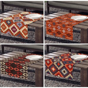 Southwestern Table Runner|brick Color Table Runner|aztec Kitchen Decor ...