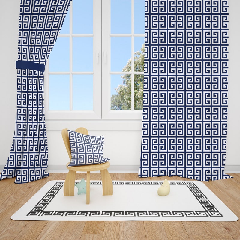 Greek Key Curtains - Etsy