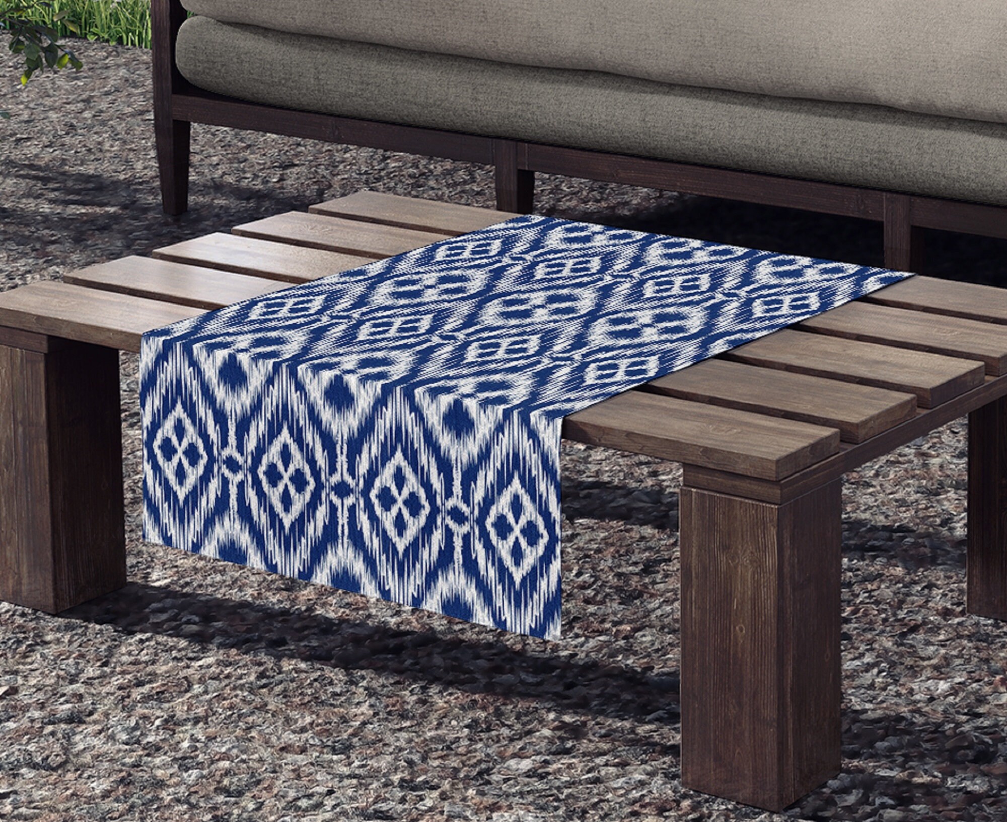 Ikat Table Runner Ikat Navy Blue Table Cloth Blue - Etsy