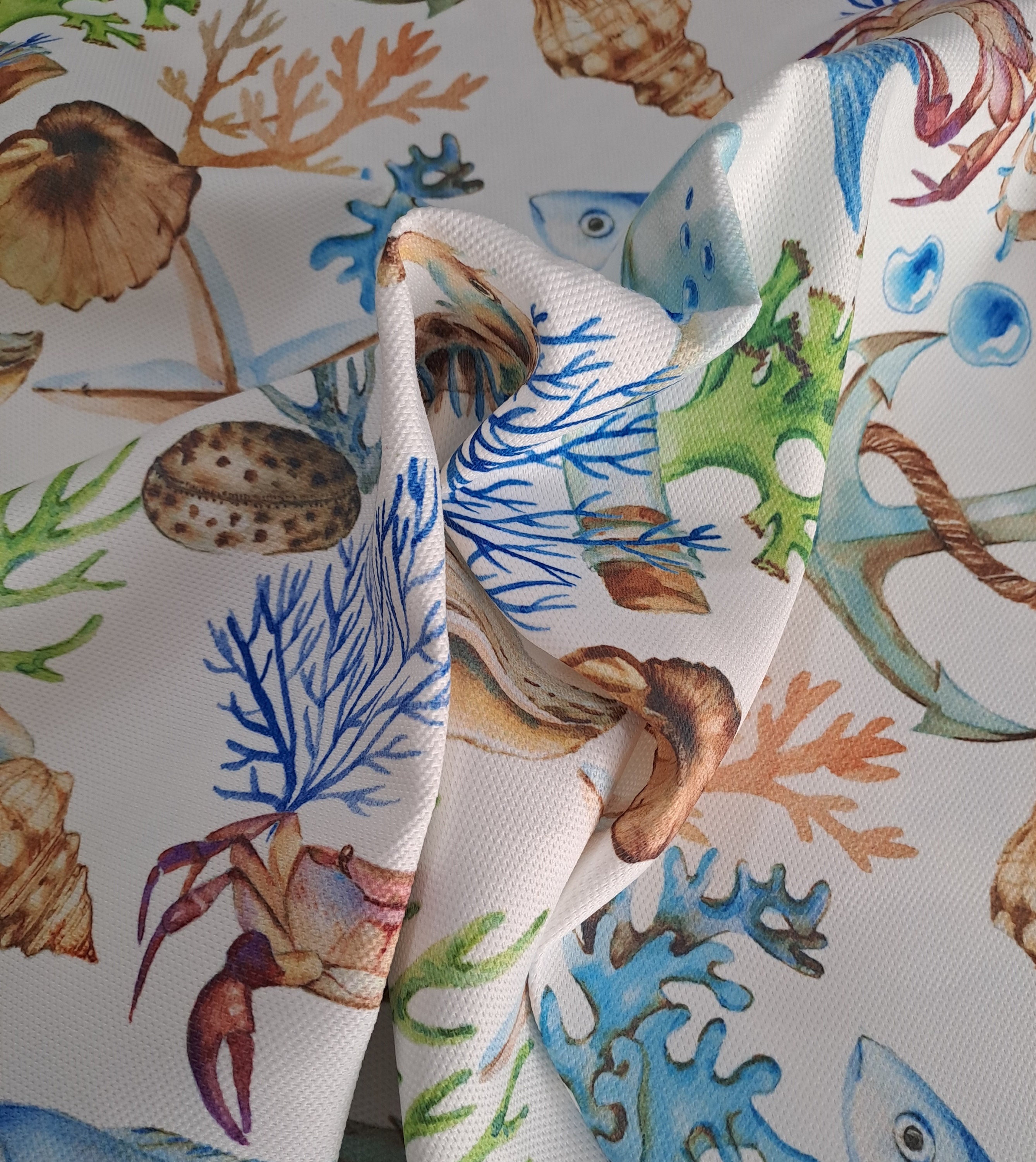 Coastal Fabric by the Yard for Home Decor Nautical Pattern - Etsy