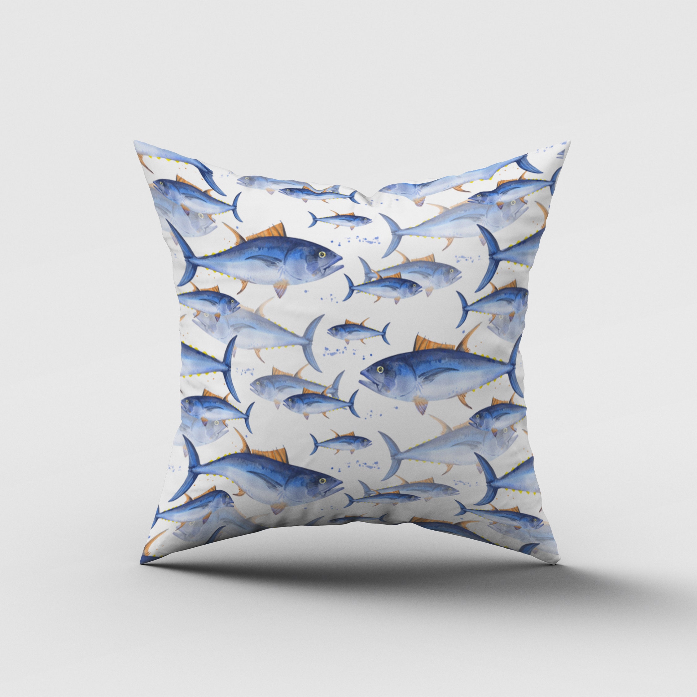 Blue Coral Pillow Coverfish Pillowbeach House Throw Pillow | Etsy