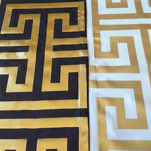 Gold Table Runner|greek Key Table Runner|white and Gold Table Runner ...