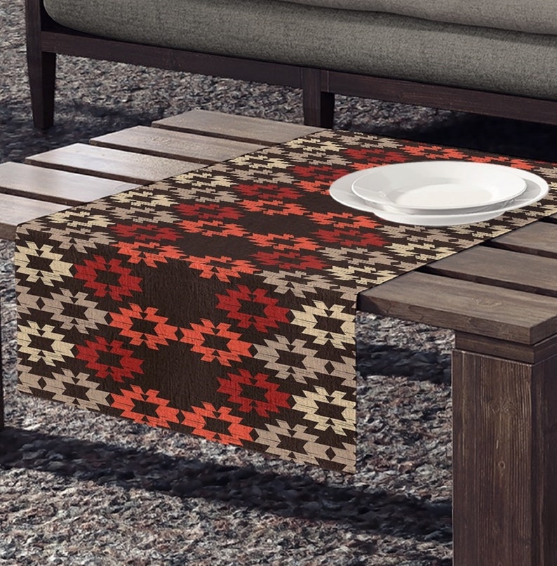 Southwestern Table Runnerbrick Color Table Runneraztec - Etsy
