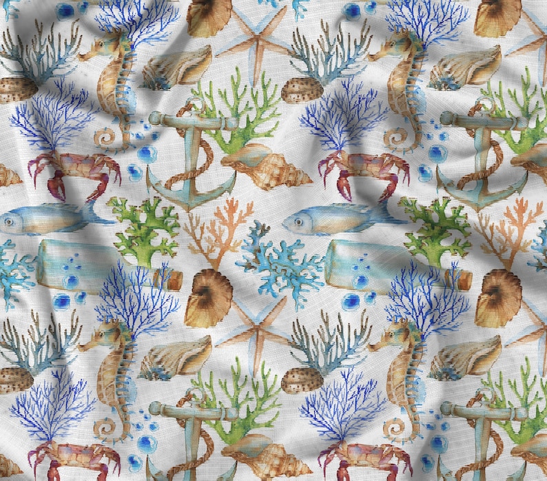 Coastal Fabric by the Yard for Home Decor Nautical Pattern - Etsy