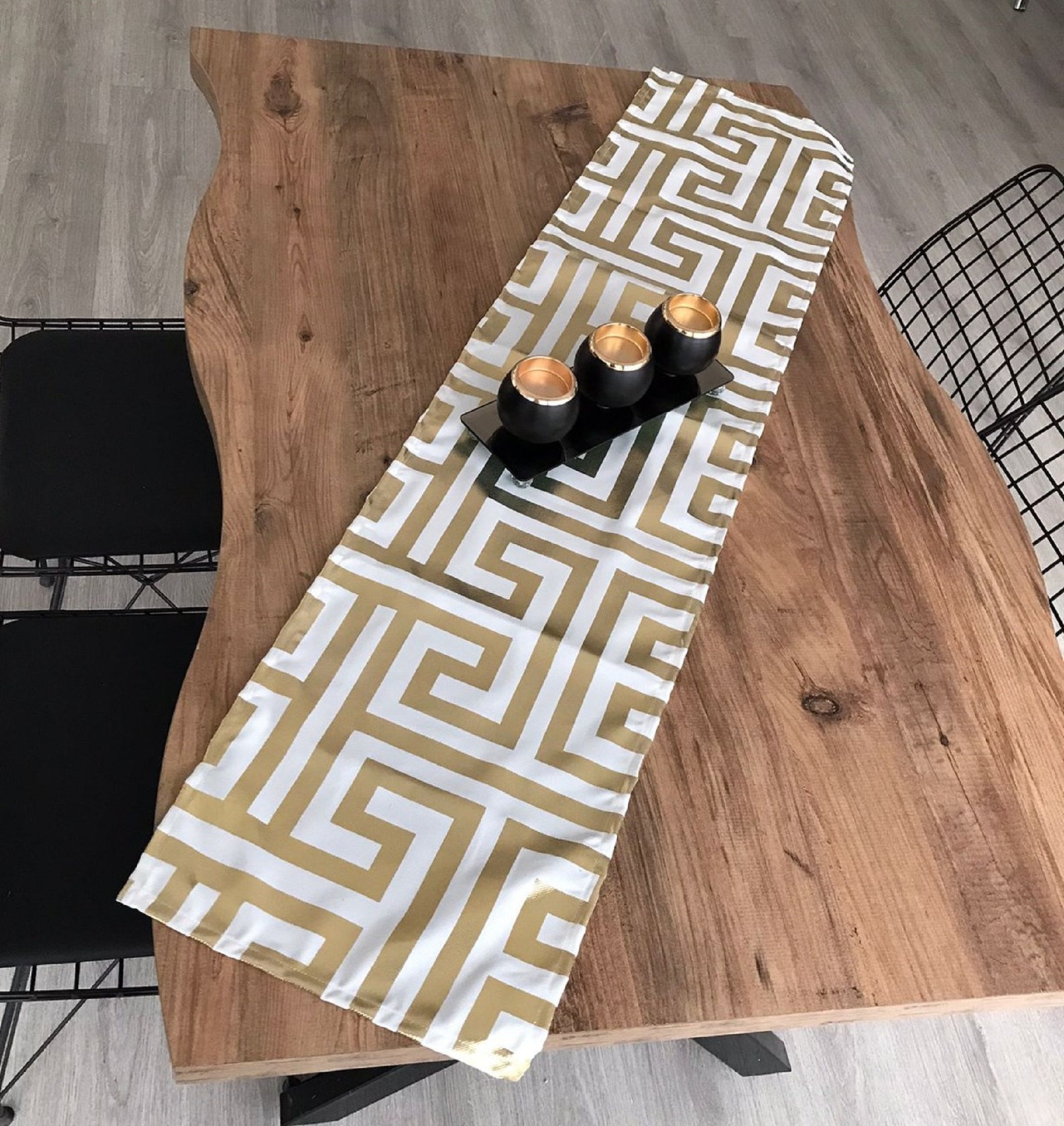 Gold Table Runnergreek Key Table Runnerwhite and Gold Table | Etsy