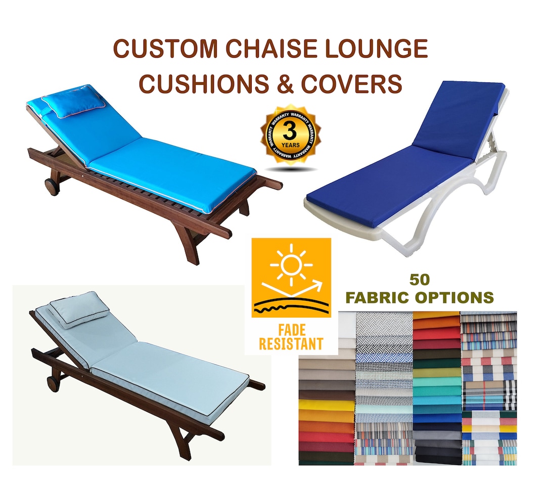 Custom Outdoor Chaise Lounge Foam Cushions & Covers Fade Resistant ...