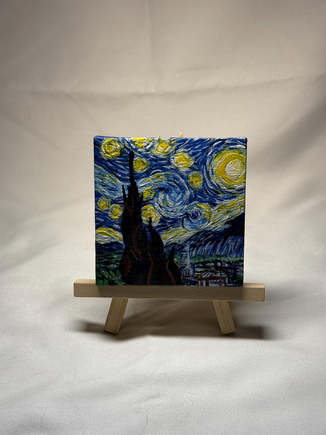 Mini Painting- the Starry Night by Vincent Van Gogh Recreation - Etsy