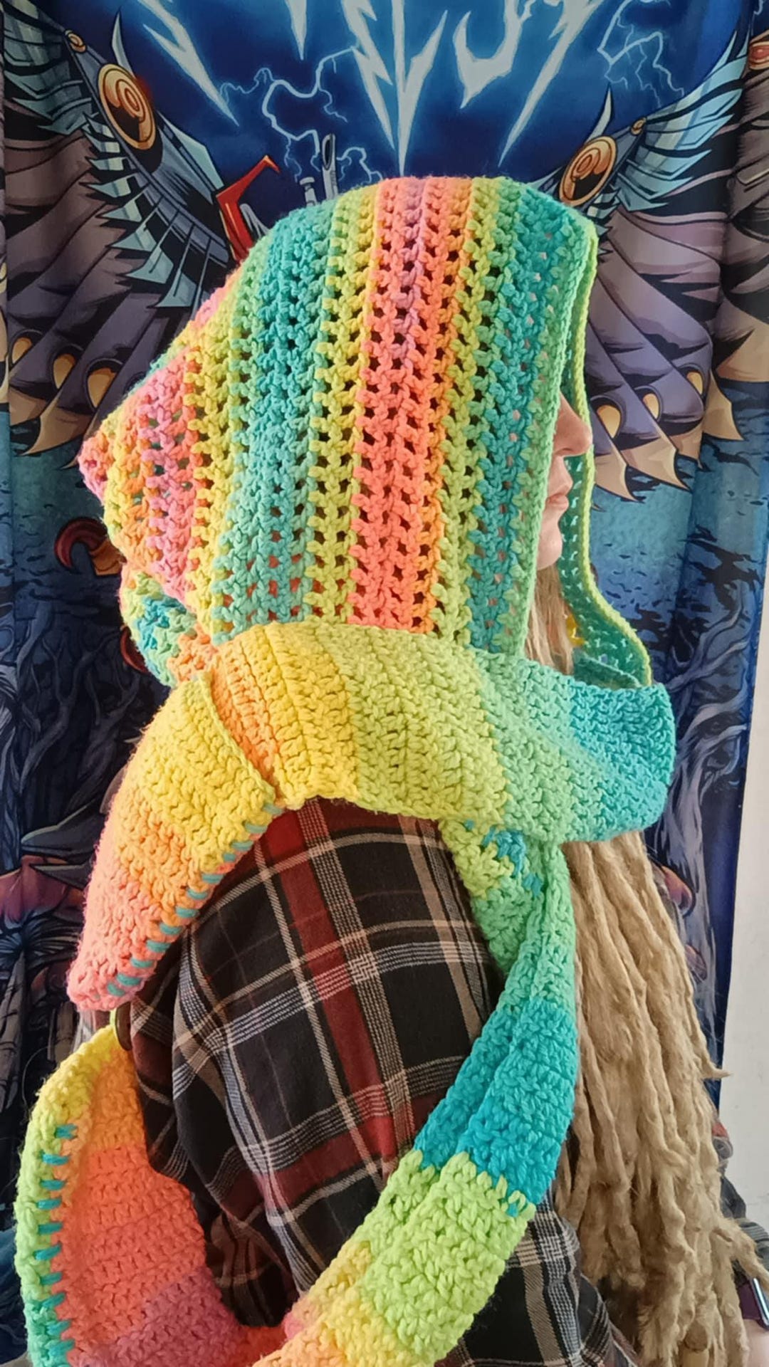 Bright Rainbow Hood Scarf - Etsy