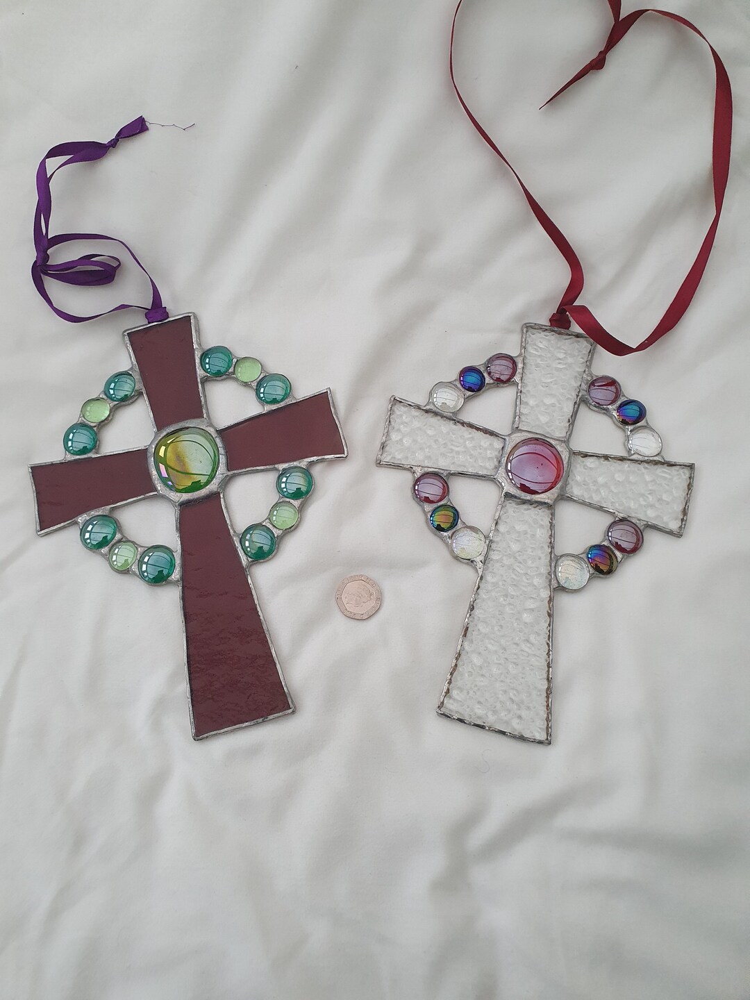 Stained Glass Large Cross Suncatcher - Etsy