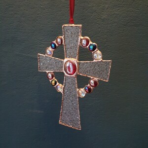 Stained Glass Large Cross Suncatcher - Etsy