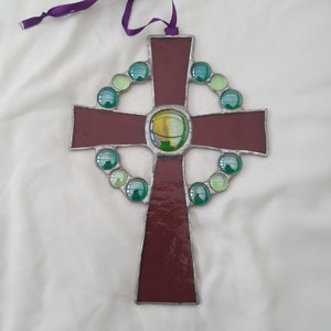 Stained Glass Large Cross Suncatcher - Etsy