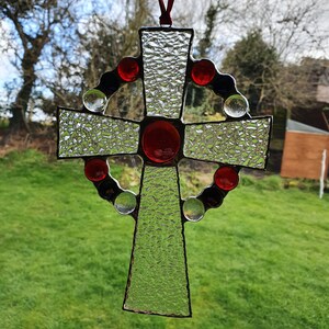 Stained Glass Large Cross Suncatcher - Etsy