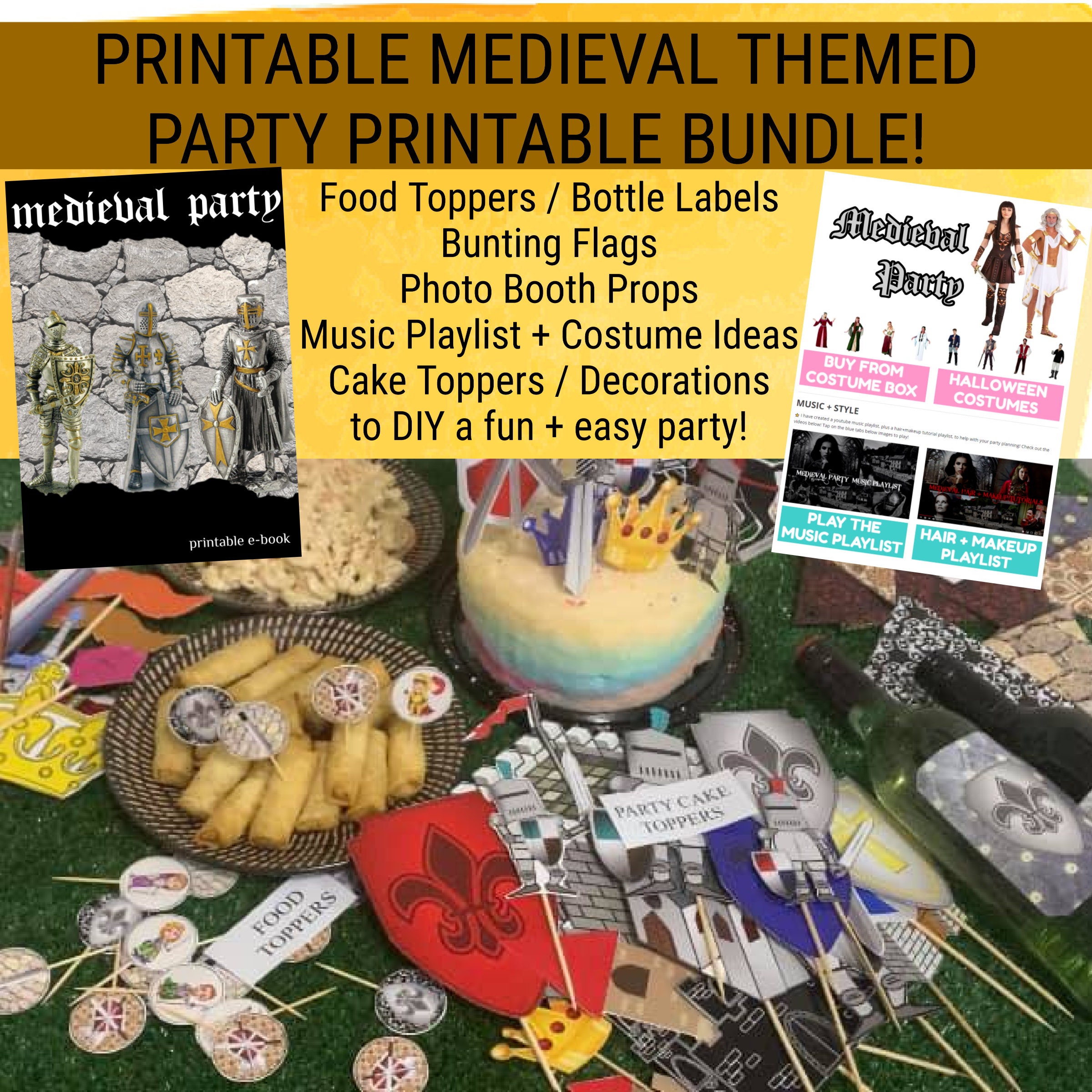 Medieval Themed Printable Party Pack / Medieval Parties / Medieval Cake ...
