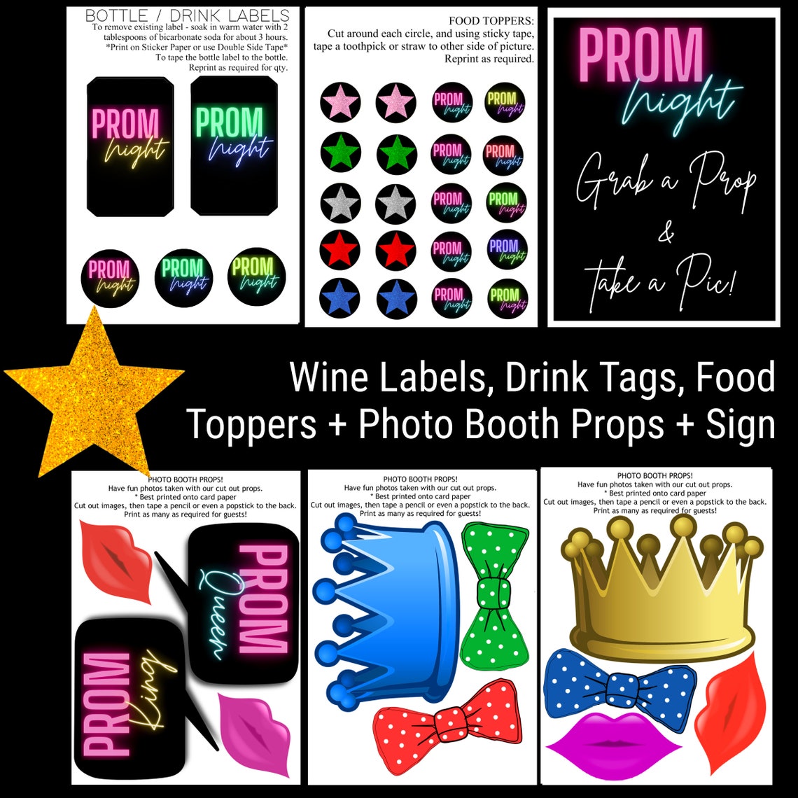 80's PROM PARTY PRINTABLES / Prom Theme Party Printables / - Etsy