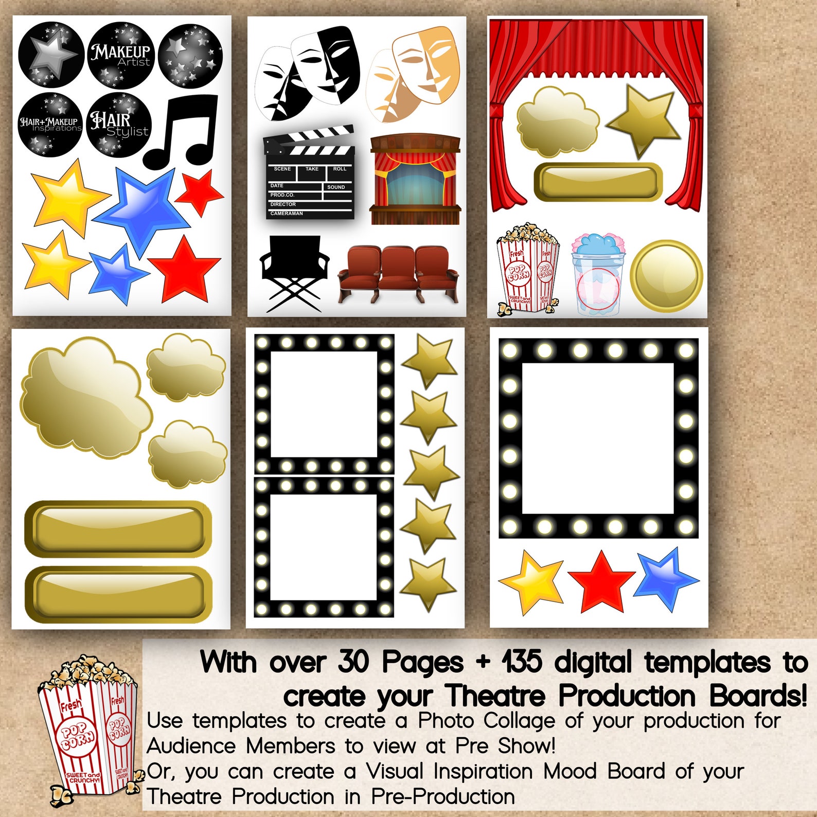 THEATRE PRODUCTION Mood Board Kit / Theatre Show Photo Collage / Front ...