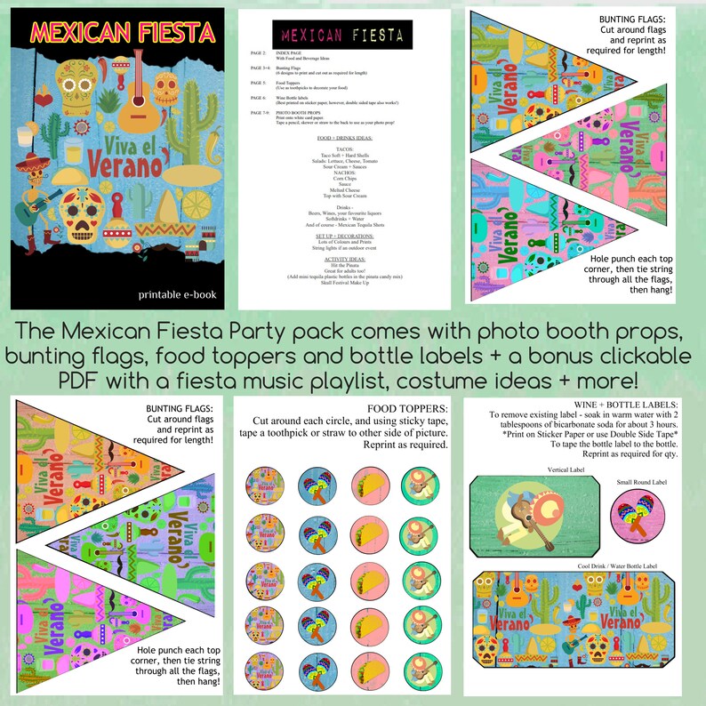 Mexican Fiesta Printable Party Pack / Mexican Party / Mexican - Etsy ...
