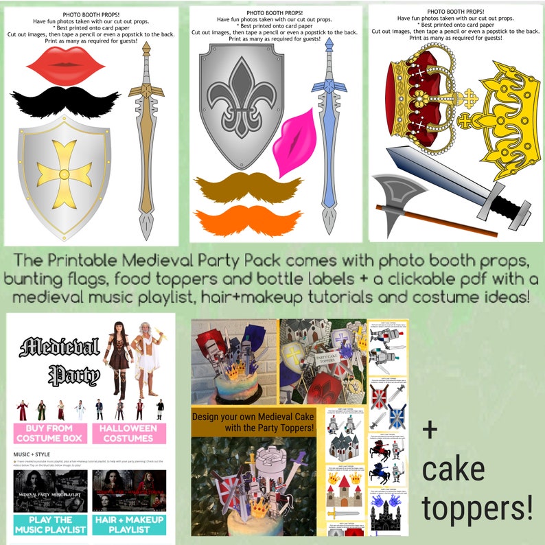 Medieval Themed Printable Party Pack / Medieval Parties / Medieval Cake ...