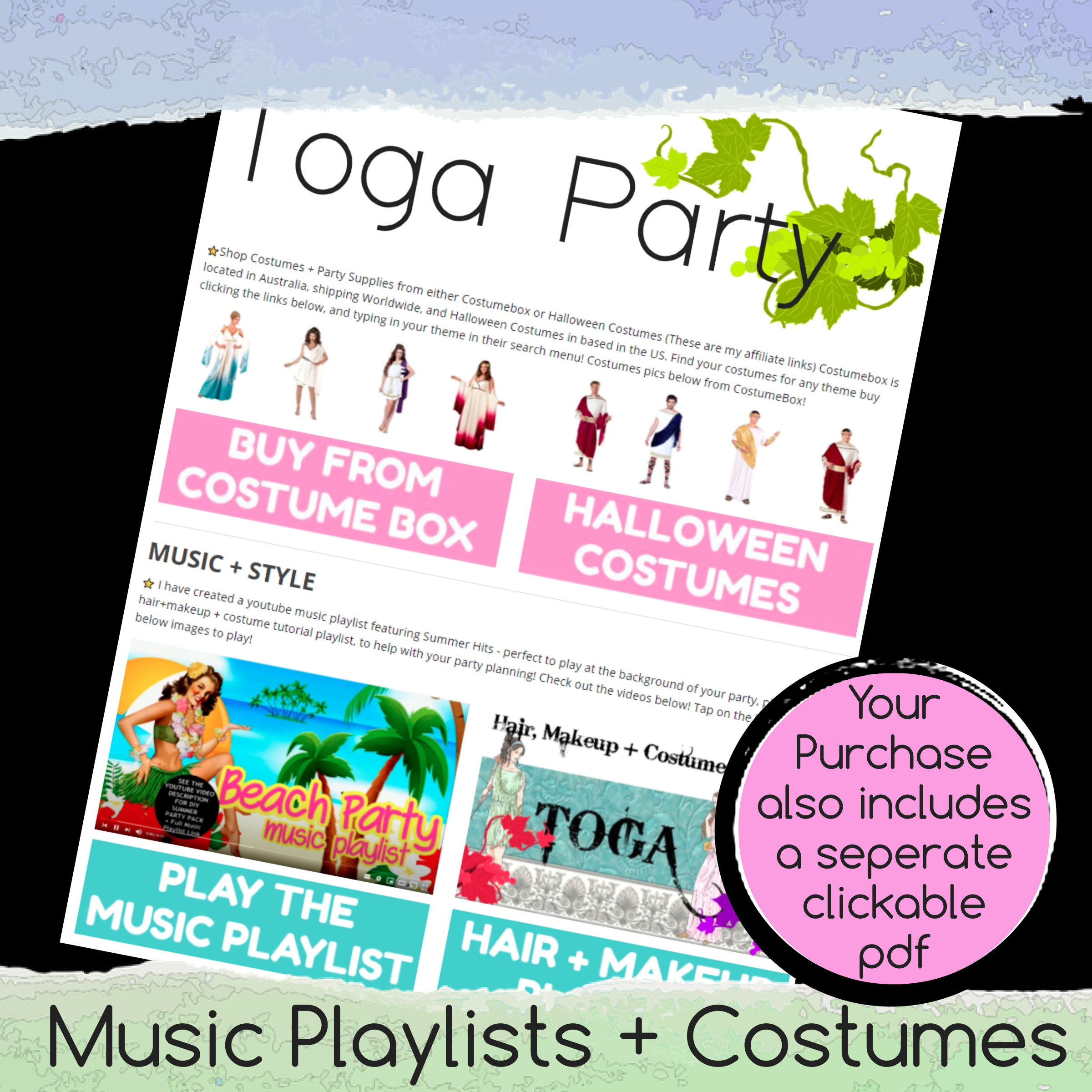 Toga Party Printable Party Pack / Toga Photo Booth Props / Toga Cake ...
