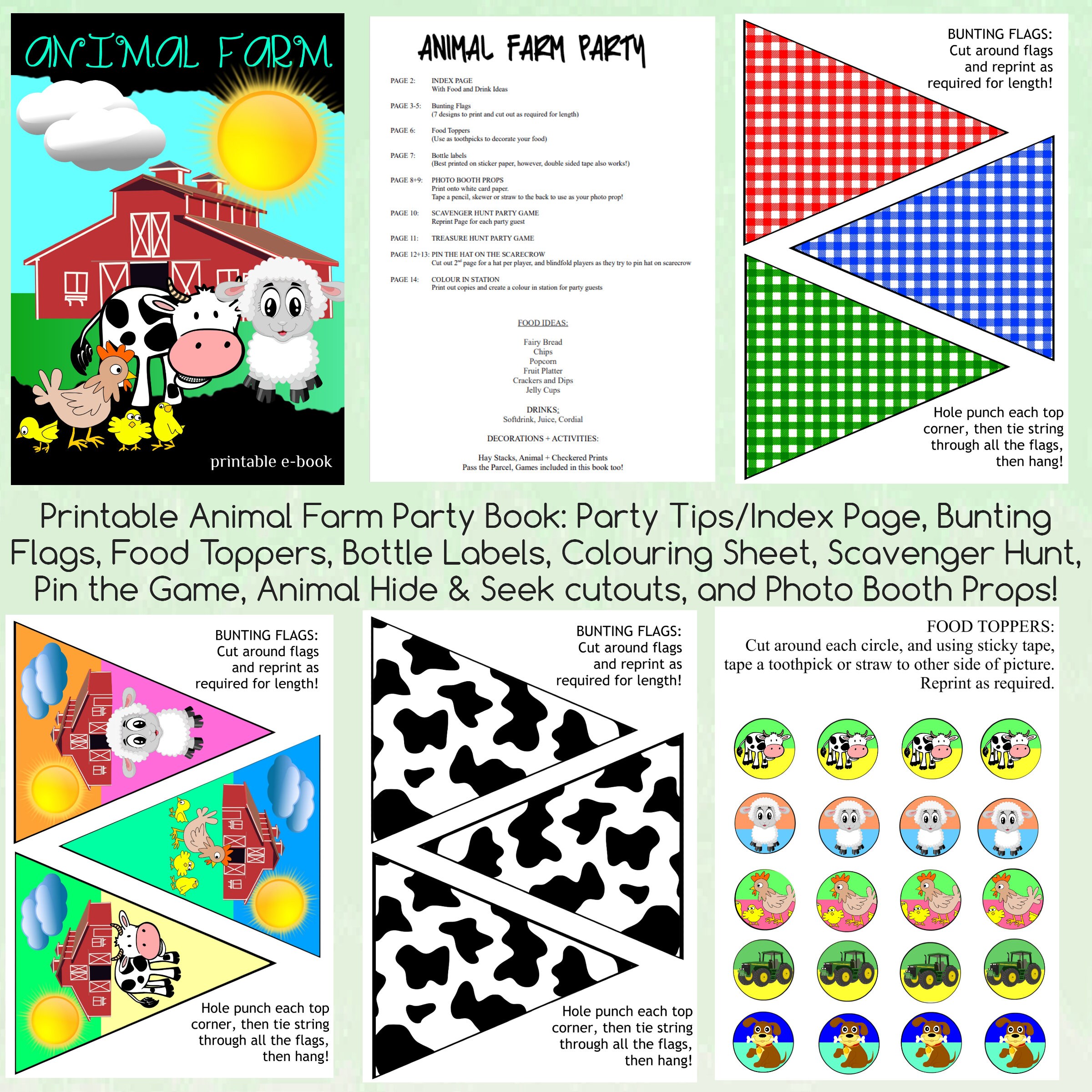 Printable Farm Animal Party for Kids / Farm Animal Cake - Etsy Australia